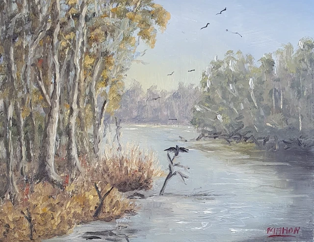 MURRAY RIVER LANDSCAPE Original Oil Painting The Narrows Cheryl Mahon ...