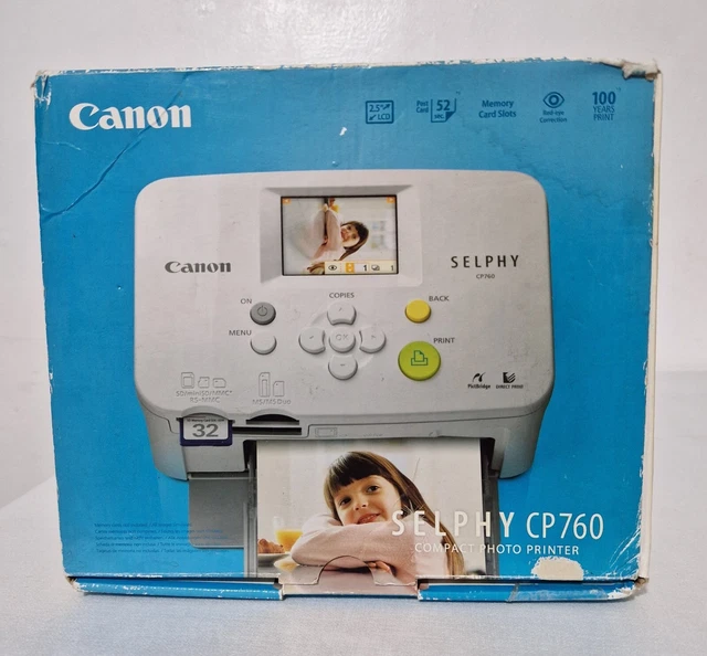 CANON SELPHY CP760 Compact Photo Printer Portable Sublimation Dye White ...