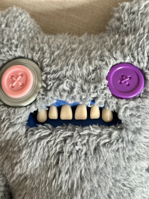 FUGGLER SNUGGLER SOFT Toy Grey Blue Button Eyes & Butt Ugly Monster ...