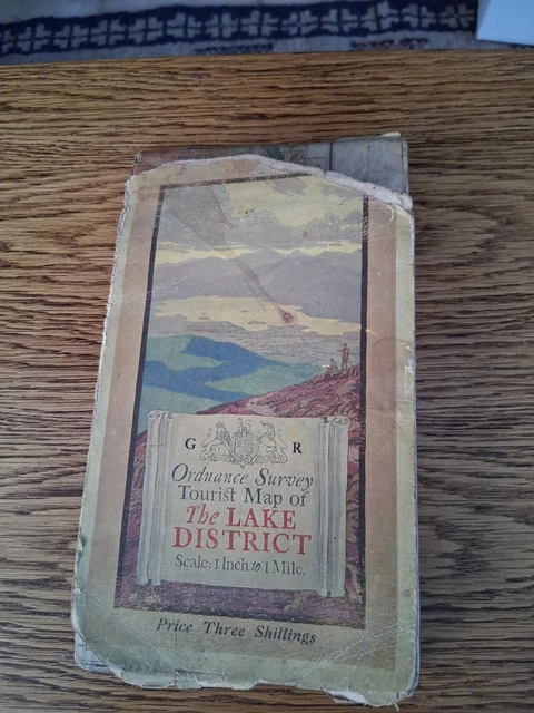ANTIQUE OS ORDNANCE Survey Vintage 1930’s Map Of The Lake District 1in ...