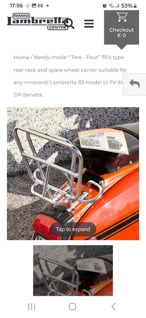 VINTAGE RARE LAMBRETTA Chrome rear rack spare wheel carrier GP DL ULMA ...