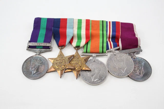 WW2 MOUNTED PALESTINE Long Service Medal Group 2691616 P. Elliott Scots ...