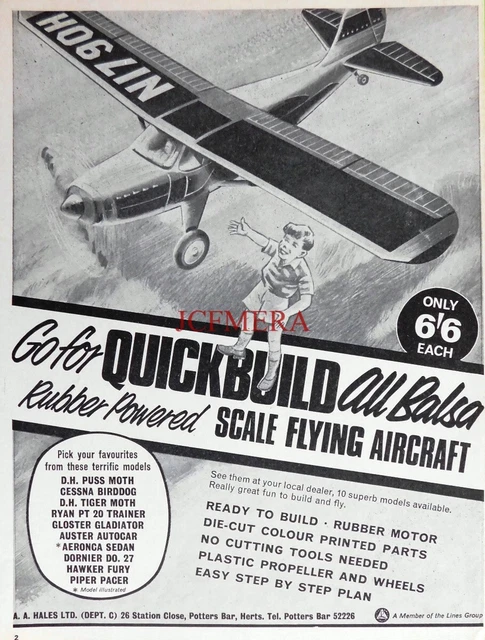 QUICKBUILD ALL-BALSA FLYING Model Aircraft ADVERT Vintage 1966 Print Ad ...