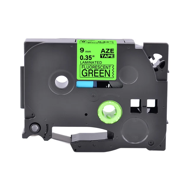 FITS BROTHER PT-E550W Black on Fluorescent Green Label Tape Tze TZ-D21 ...