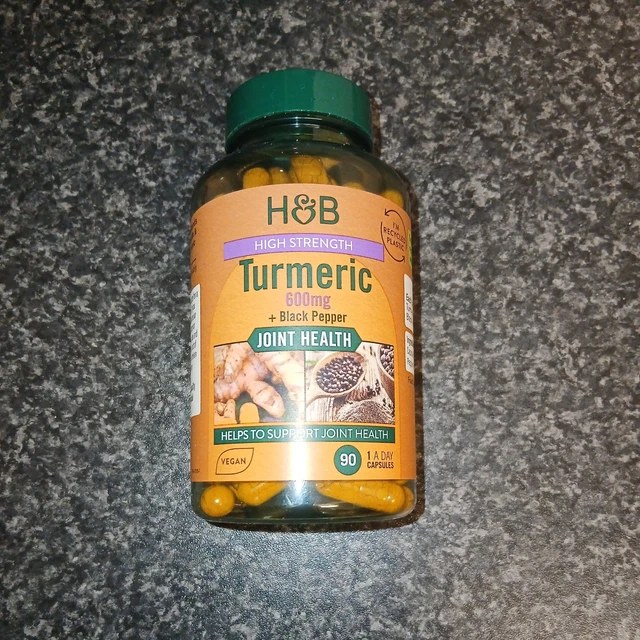 H&B HIGH STRENGTH Tumeric 600mg Black Pepper 90 Capsules for Joint ...