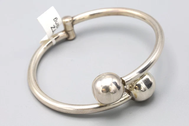 MODERNIST BYPASS BANGLE With Ball Caps Finials And Hinged Body, 925 ...