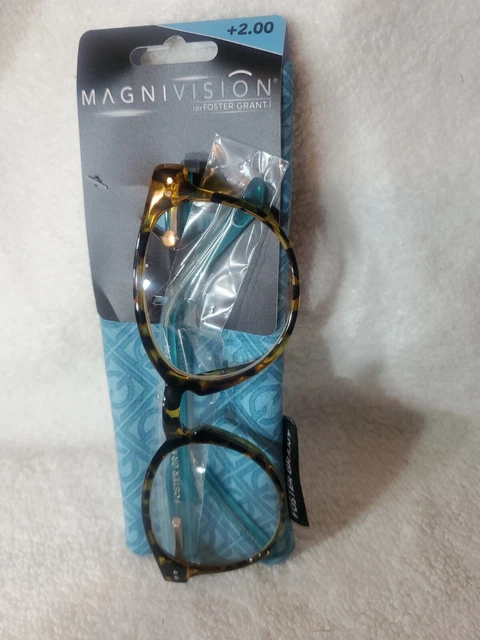MAGNIVISION BY FOSTER Grant +2.00 Reading Glasses With Case Tortoise ...
