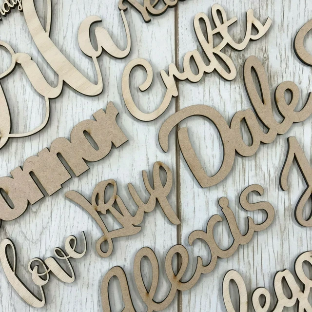 6MM THICK PERSONALISED wooden script name letters words plaque sign ANY ...