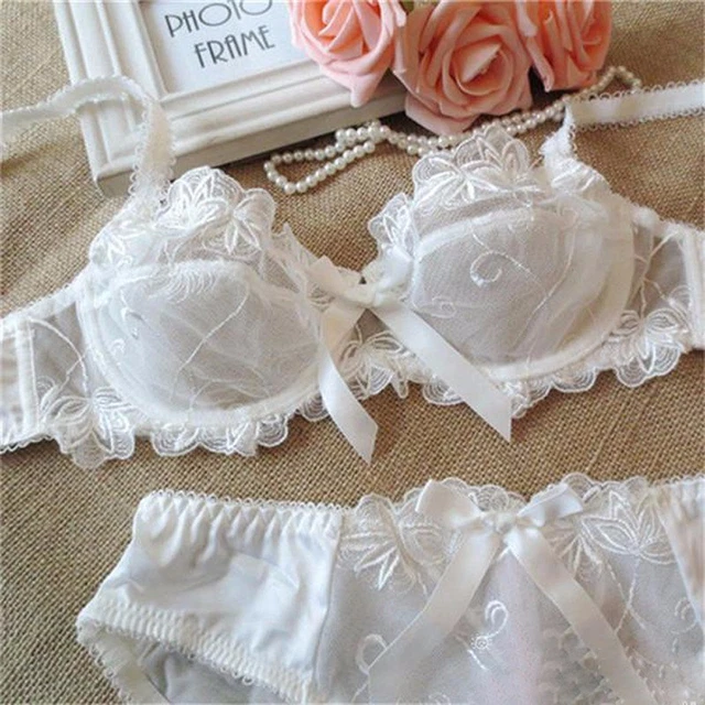 UK SEXY SHEER Lace Floral See-through Bra set Knickers Ladies Underwear ...