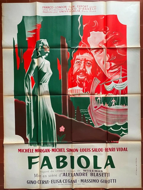 AFFICHE FABIOLA HENRI Vidal MICHELE MORGAN Michel Simon PEPLUM ...