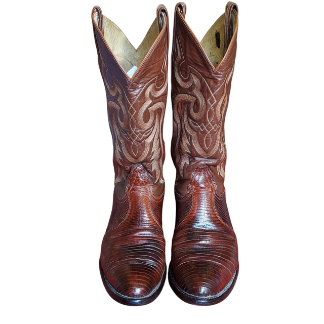 TONY LAMA VINTAGE Peanut Brittle Leather Teju Lizard Boots Men's Size 8 ...