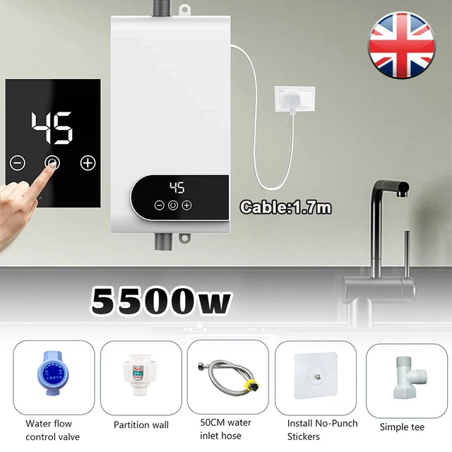 Water Heater Oyajia 110V 3000W Electric Tankless - Instant Hot Water ...