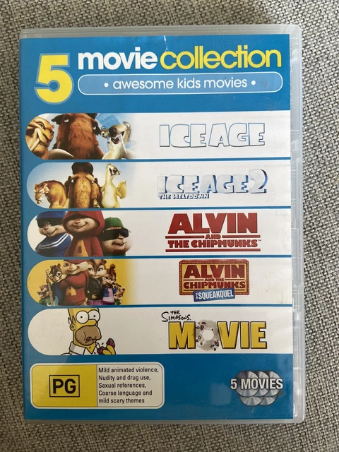 5 MOVIE (DVD) Collection - Alvin + Ice Age + Simpsons - VGC - REGION 4 ...