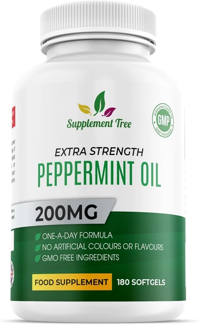 PEPPERMINT OIL 200MG 180 Softgels High Strength Digestive Support ...