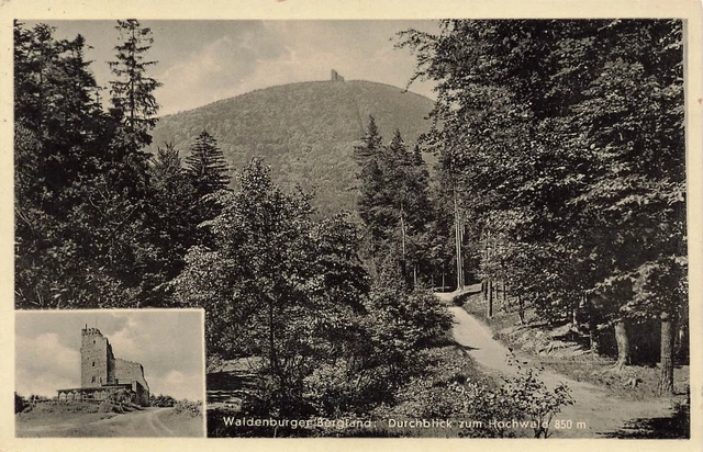 VUE SUR LE Hochwald Waldenburger Bergland Silésie Carte Postale AK 1938 ...
