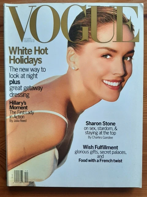 VOGUE USA DECEMBER 1993 Sharon Stone Cover - H. Clinton, Evangelista ...