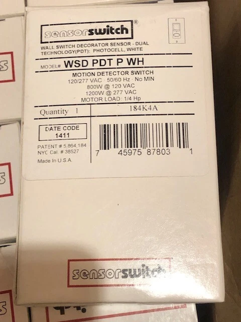 SENSOR SWITCH WSD Pdt P Wh Wall Switch Occupancy Sensor, White $50.00 ...
