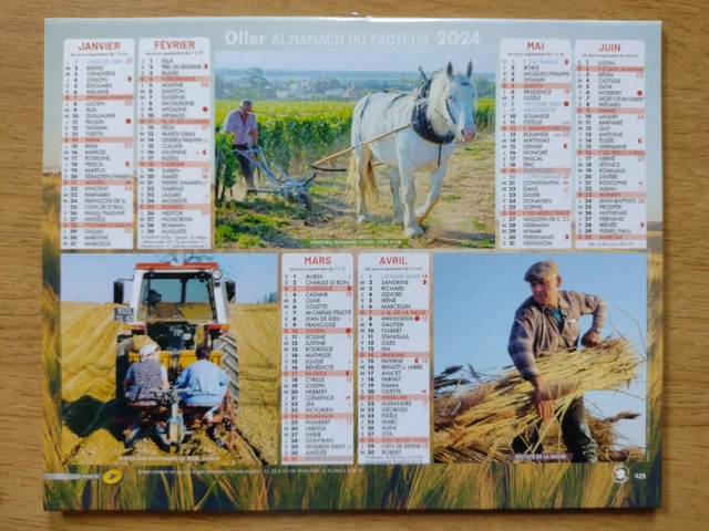 CALENDRIER LA POSTE 2024. Almanach du Facteur. Paysage Fermier ...