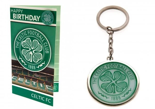 CELTIC FOOTBALL CLUB Official Crest Birthday Badge Card & Metal Keyring ...