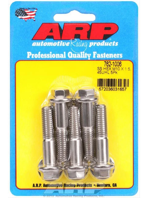ARP BOLTS HEX Head Stainless 10mm x 1.5 RH Thread 50mm UHL Qty 5 (762 ...