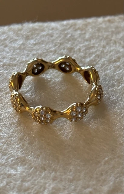 GENUINE PANDORA 8 Love Pod Diamond 750 ALE Yellow Gold Ring 18ct £700. ...