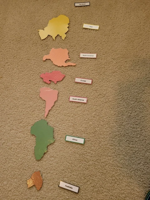 MONTESSORI HOMESCHOOL GEOGRAPHY 7 CONTINENTS label color matching cards ...