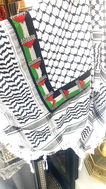 &EMBROIDERED PALESTINIAN KEFFIYEH with Flag – Traditional Heritage ...