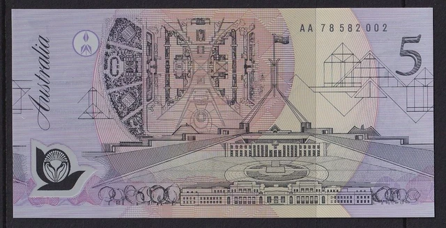 AUSTRALIAN BANKNOTE: 1992 $5 Fraser / Cole Prefix Aa 78 - Polymer Note ...
