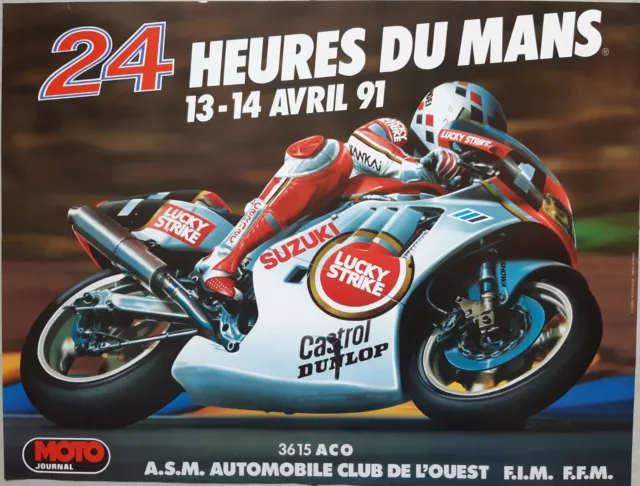 Affiche Originale 24 Heures Du Mans Moto 1991 Suzuki Eur 15 00
