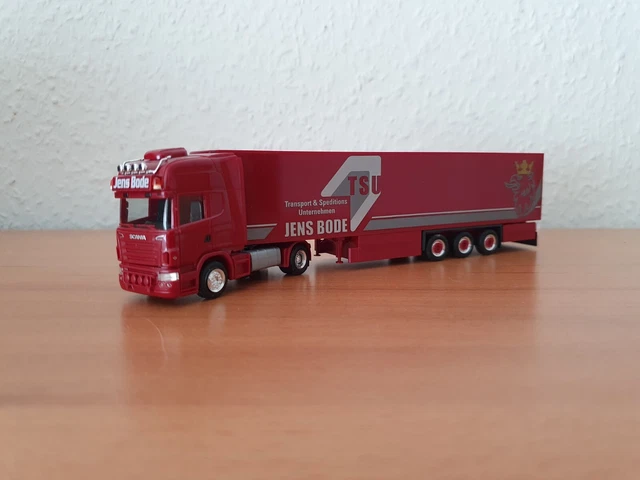 SPEDITION TSU BODE - seltener Scania Kühl SZ Modell Lkw H0 1:87 weinrot ...