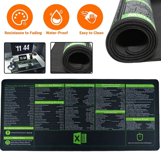 EXCEL CHEAT SHEET Desk Mat Excel Shortcuts Mouse Pad Keyboard Shortcut ...