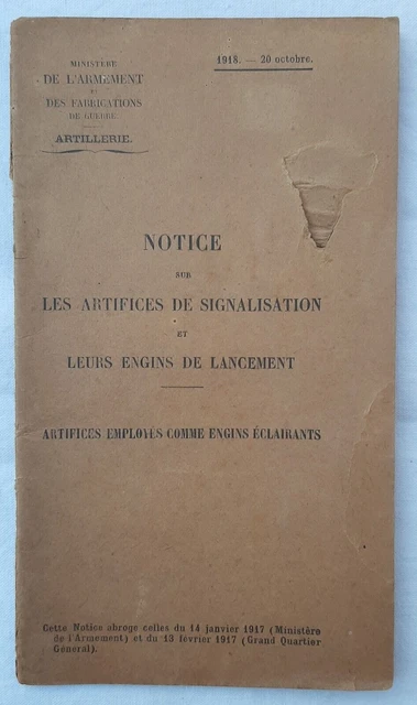 WWI 1914-1918 RARE Notice ARTIFICES DE SIGNALISATION ET ENGINS DE ...