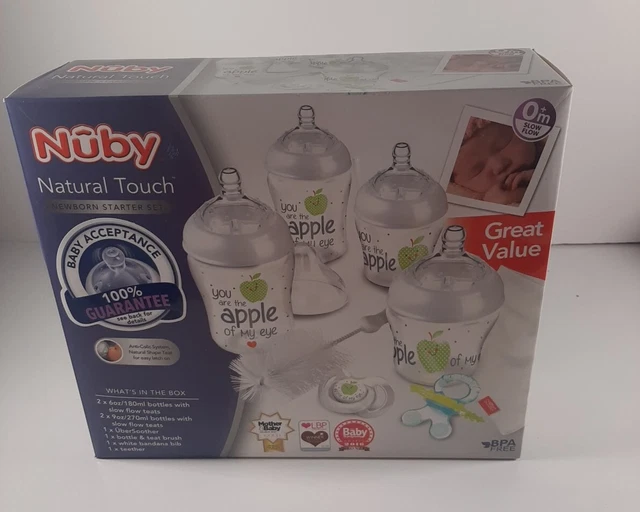 NUBY NATURAL TOUCH Easy Latch Anti-Colic Bottles Starter Set 0m+ £23.99 - PicClick UK