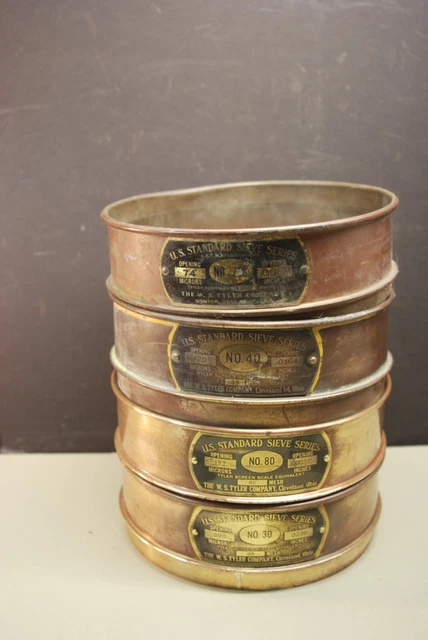 VINTAGE TYLER SCREEN SIEVE SERIES U S STANDARD No 30, 40, 80, 200 Lot ...
