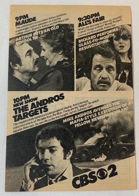 1977 CBS TV Ad ~ Maude, ALL'S Fair, The Andros Cibles Neuf Show EUR 9 ...