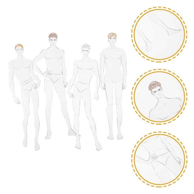 4 PCS MALE Drawing Rulers Kit Plastic Template Set for Clothing Design ...