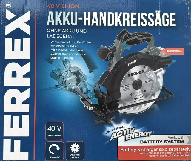 FERREX 40 V Akku Handkreissäge Kreissäge Säge 4000 min-1 ohne Akku ...