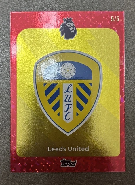 TOPPS PREMIER LEAGUE 2026 LEEDS UNITED BADGE /5 Red Mini Diamonds Crest ...