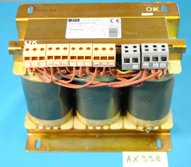 TRANSFORMATEUR TRIPHASÉ 1,5 Kva primaire in 400v secondaire out 45 volts (AX998 EUR 99,00 ...