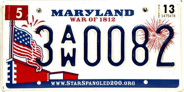 MARYLAND WAR PLAQUE D'Immatriculation USA License Plate 3AW0082 ...