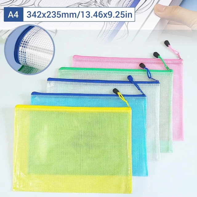A4 PLASTIC ZIP Files Bags Folder Waterproof Pocket Document Protective ...