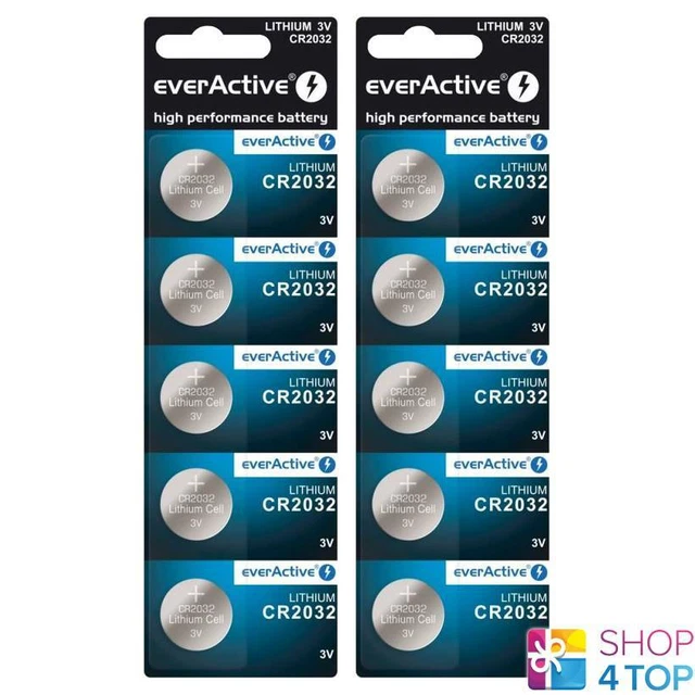 10 EVERACTIVE CR2032 Piles Cellule Lithium 3V Boutons DL2032 Exp 2031 Neuf $11.12 - PicClick AU
