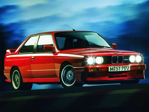 BMW E30 M3 EVOLUTION BRILLIANT RED RETRO POSTER PRINT CLASSIC 80's ...