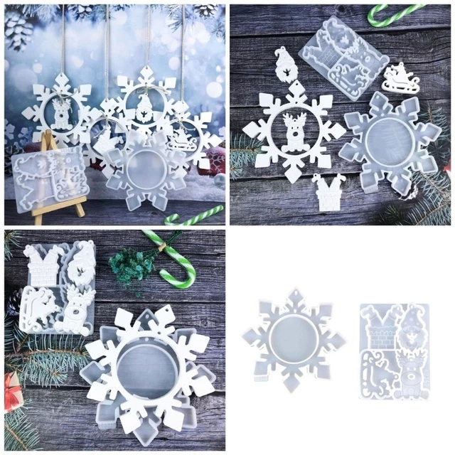 CHRISTMAS TREE DECORATION Silicone Mold Snowflake Set Pendant Epoxy ...