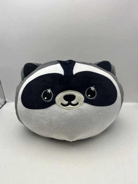 SNUGGLE CLUB RACCOON Plush Soft Toy Cushion Grey 30cm Squishy Stuffed ...