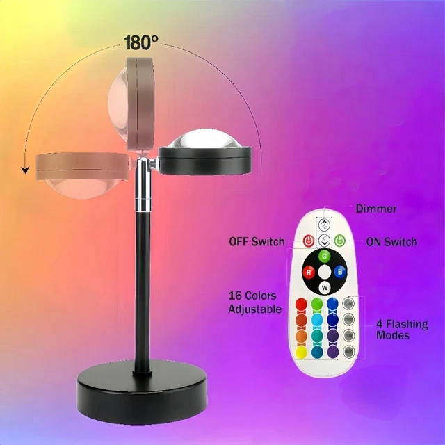 LED LAMP RAINBOW Sunset Projection Night Lights Bedroom Party ...