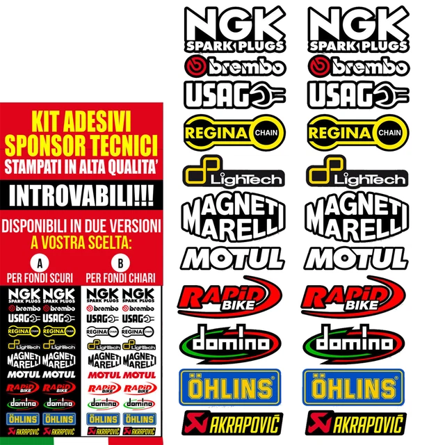 ADESIVI STICKERS KIT 22 pz SPONSOR MOTO TECNICI MOTO GP SBK OHLINS ALTA ...