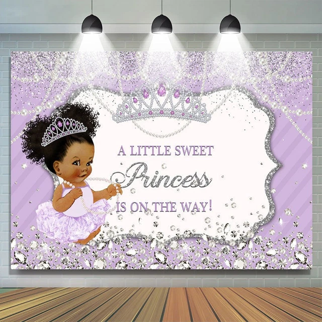 PURPLE GLITTER CROWN Pearl Baby Shower Backdrop $37.79 - PicClick AU