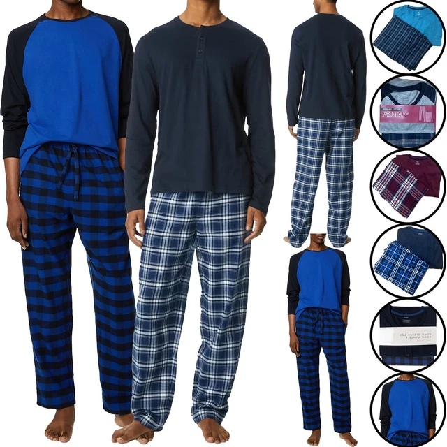 M&S MENS PYJAMAS Long Sleeve Set Nightwear PJs Soft Loungewear Cotton ...