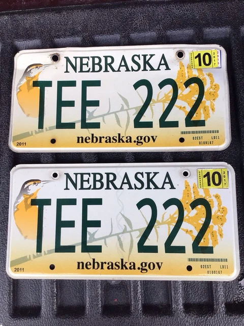 PAIR NEBRASKA VANITY License Plate TEE 222 Golf $24.16 - PicClick CA